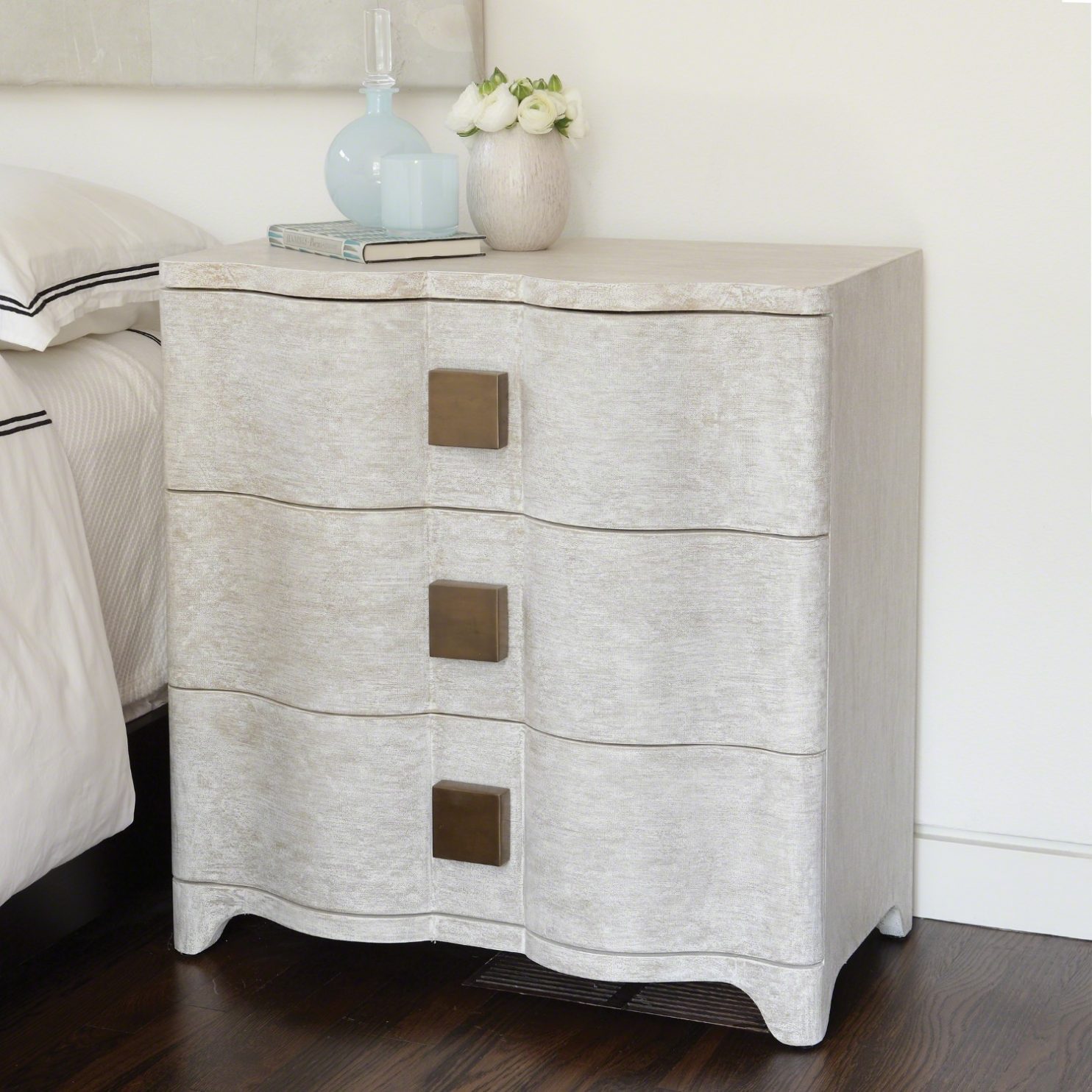 Toile Linen Bedside Chest - Cabana Home